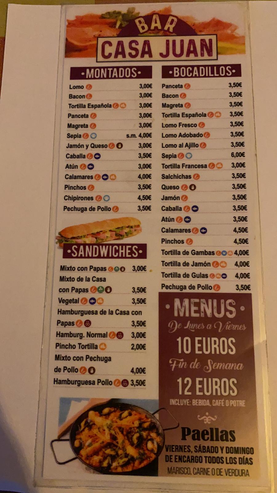 Carta Online de Casa Juan - cartaymenus.com